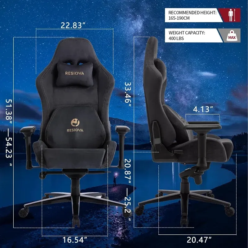 DHgate.com:Resiova Ergonomic Suede Gaming Chair with Lumbar Support and ...