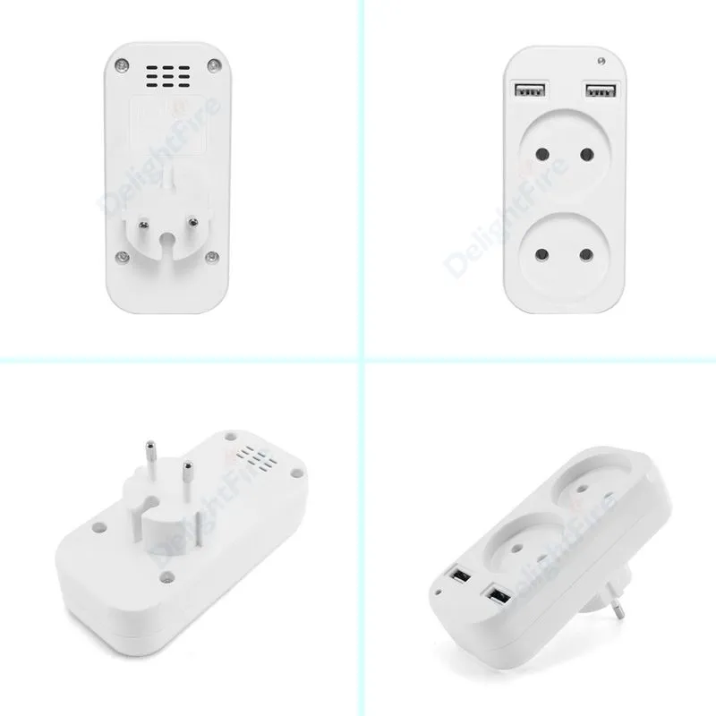 DHgate.com:2-Way Wall Outlet Extender: EU Plug Adapter with USB Ports ...