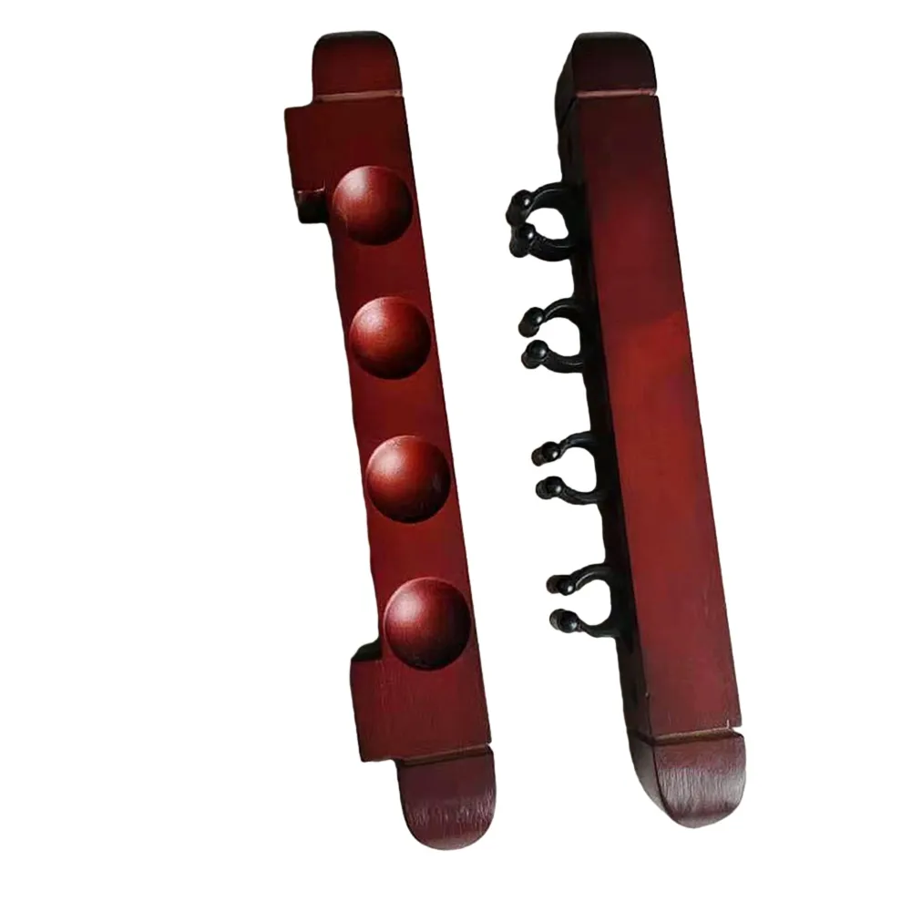 4-Slot Functional Wooden Billiard Pool Cue Rack Wall-Mounted Snooker ...