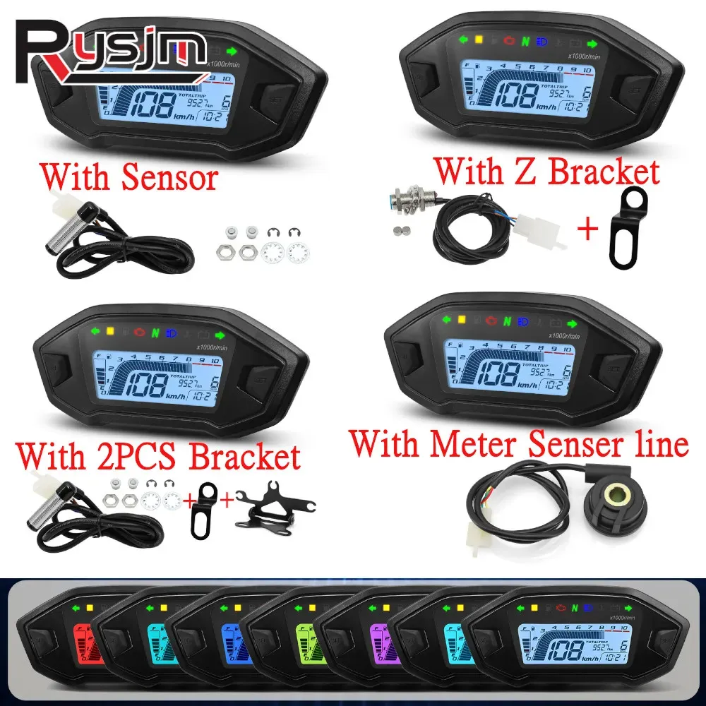 Motorcycle Digital RPM Tachometer LCD Digital Speedometer For 1 4 ...