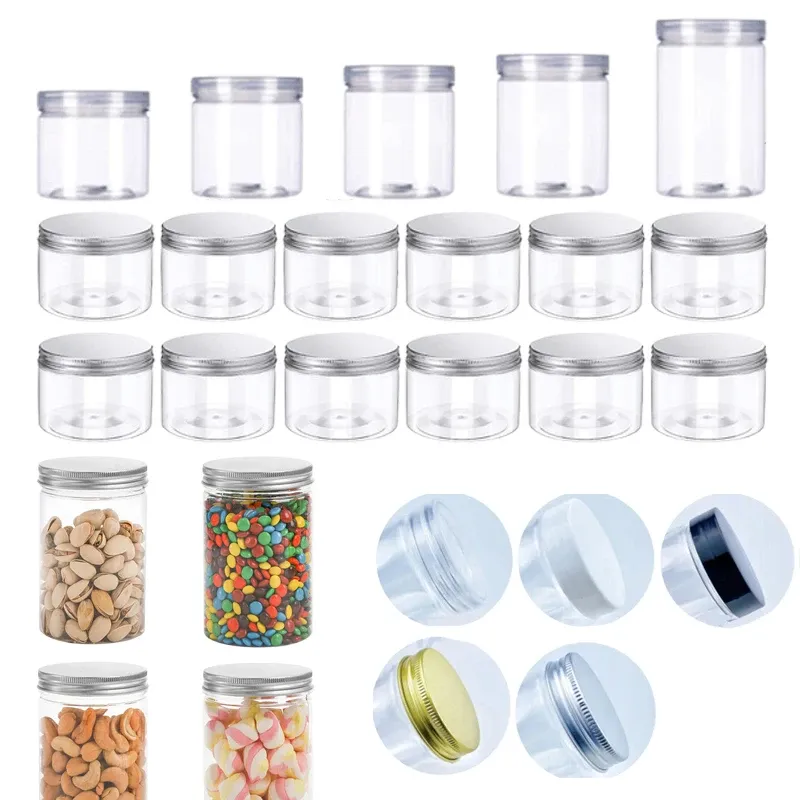 DHgate.com:150-350ml Reusable Clear Plastic Jars with Aluminum Lids ...