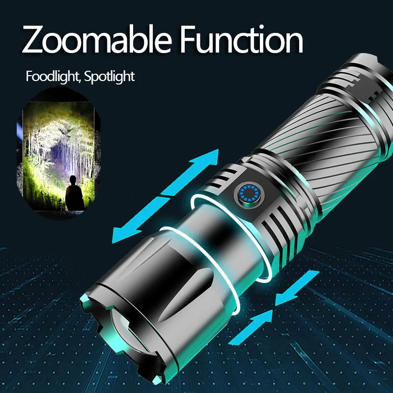 Rechargeable 5000m Throw LED best flashlight with Typ-C Technology for ...