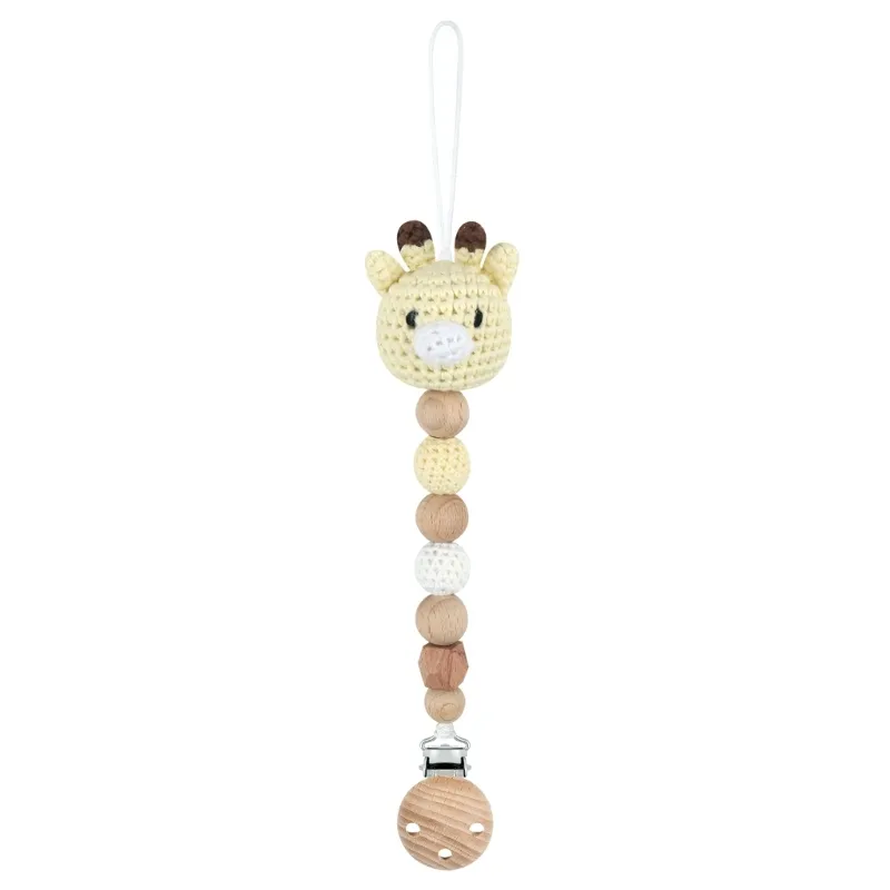 Pacifier Teething Clip with Knitting Animal Pendant and BPA-Free ...