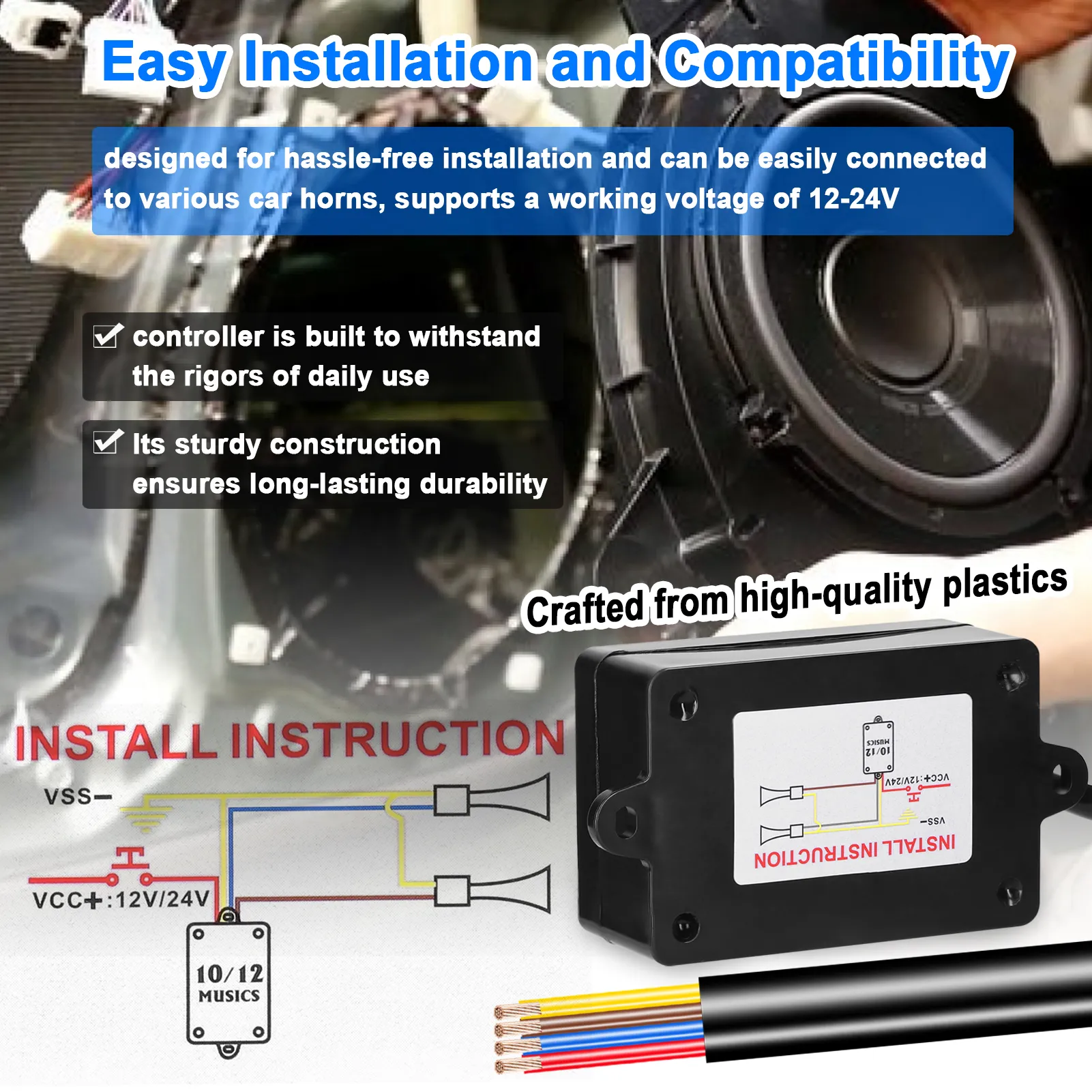 Electric Car Horn Controller With Sound Effects And Switching Remote ...