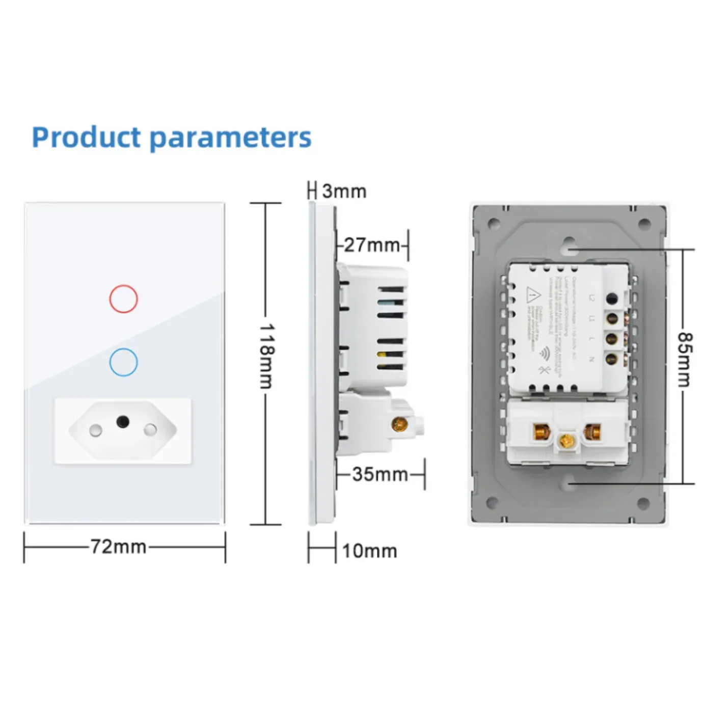 SRAN Smart WiFi Touch Switch,Work With 2025 Google Home/Alexa,118*72mm ...