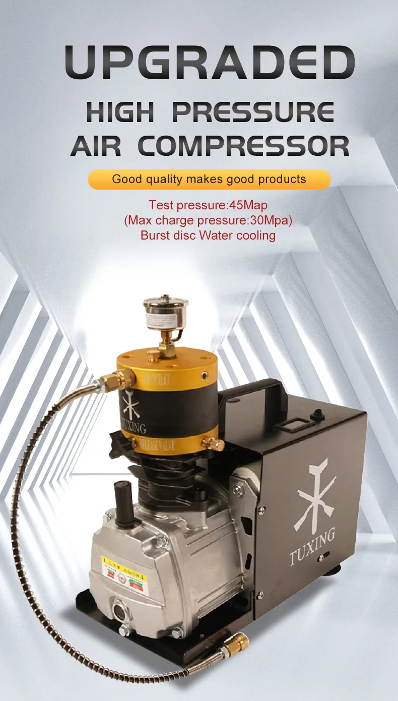 TUXING High Pressure compressor - 4500Psi, 300Bar PCP, Auto Stop ...