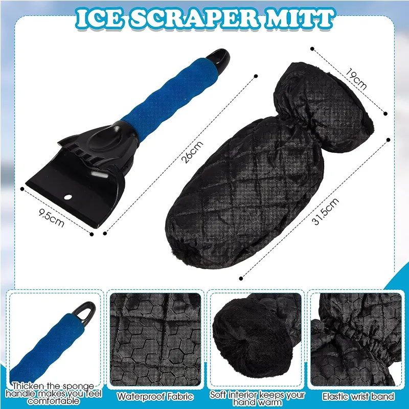 Winter-Ready: Warm Ice Scraper Mittens with Detachable Windshield Snow ...