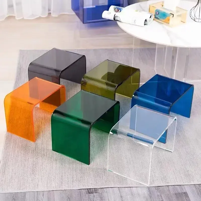 Acrylic Crystal Transparent Vanity Stool with Storage - Comfy Modern ...