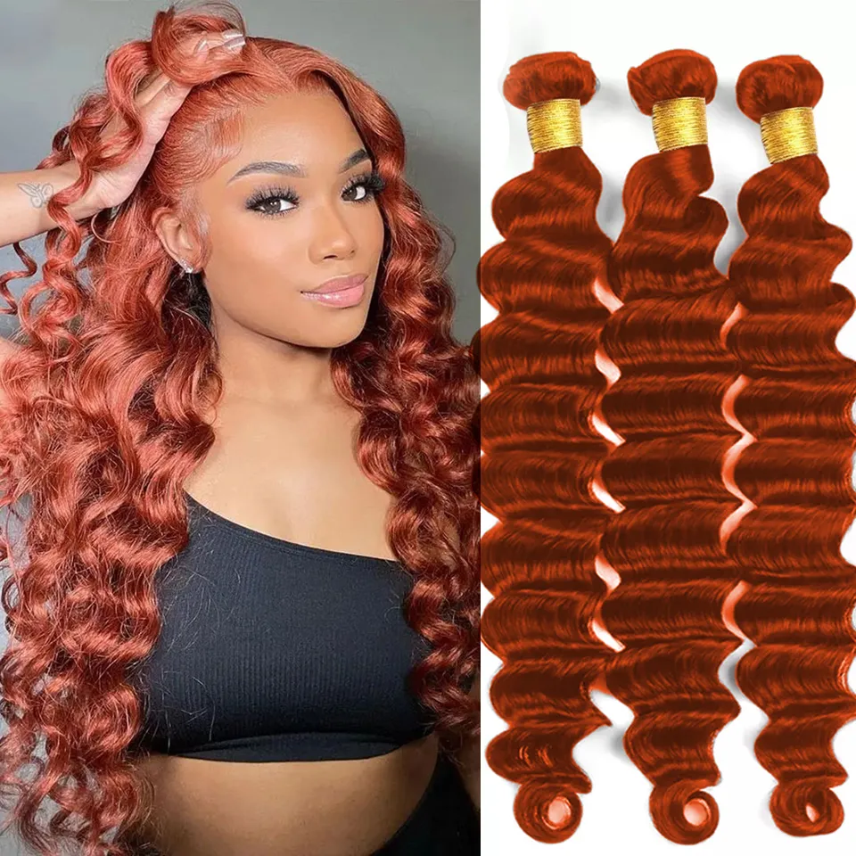 DHgate.com:Deep Wave Bundle: Ginger #350 Color 100% Remy Human Hair (28 ...