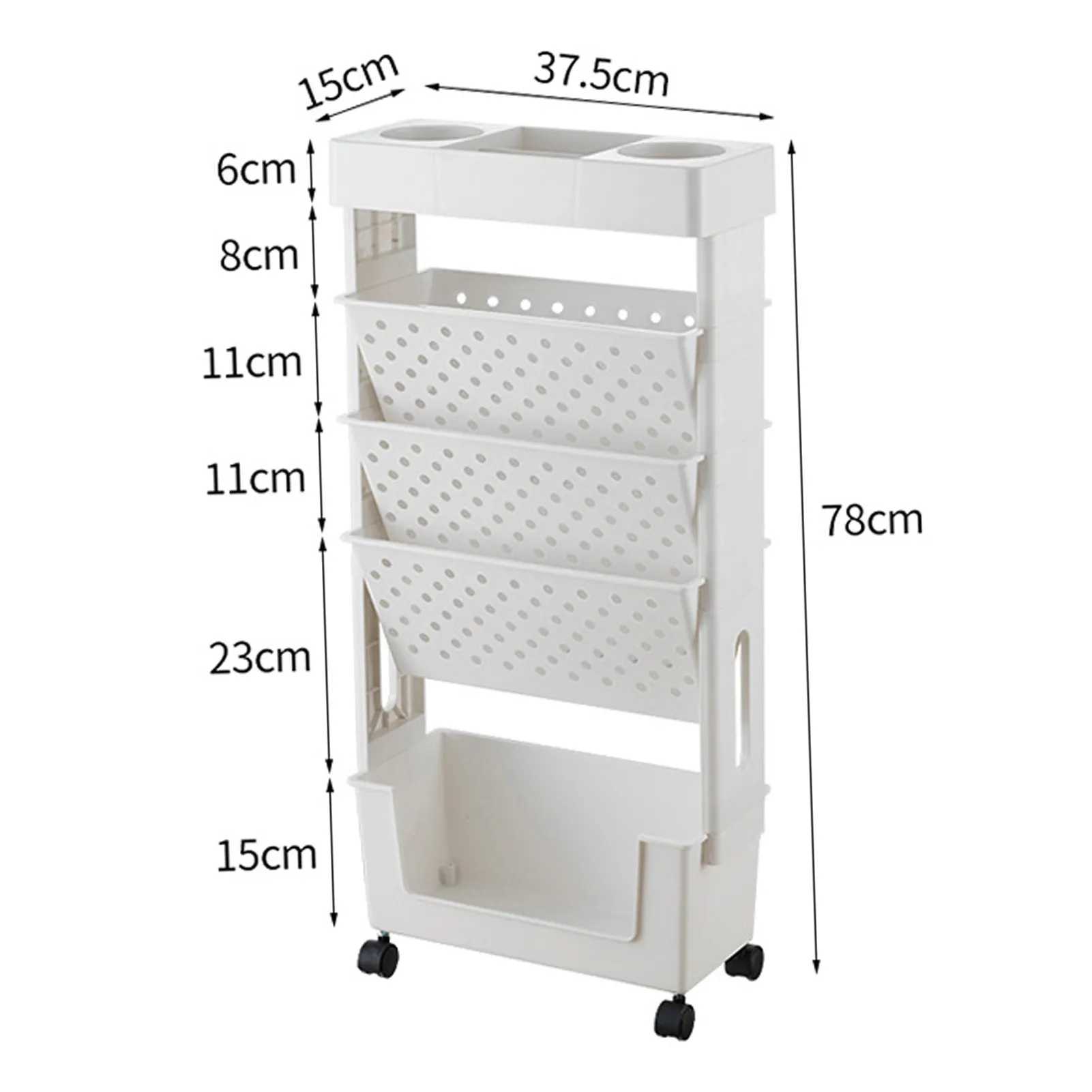 5-Tier Movable Bookcase Bookshelf with Drawers and Wheels Large ...