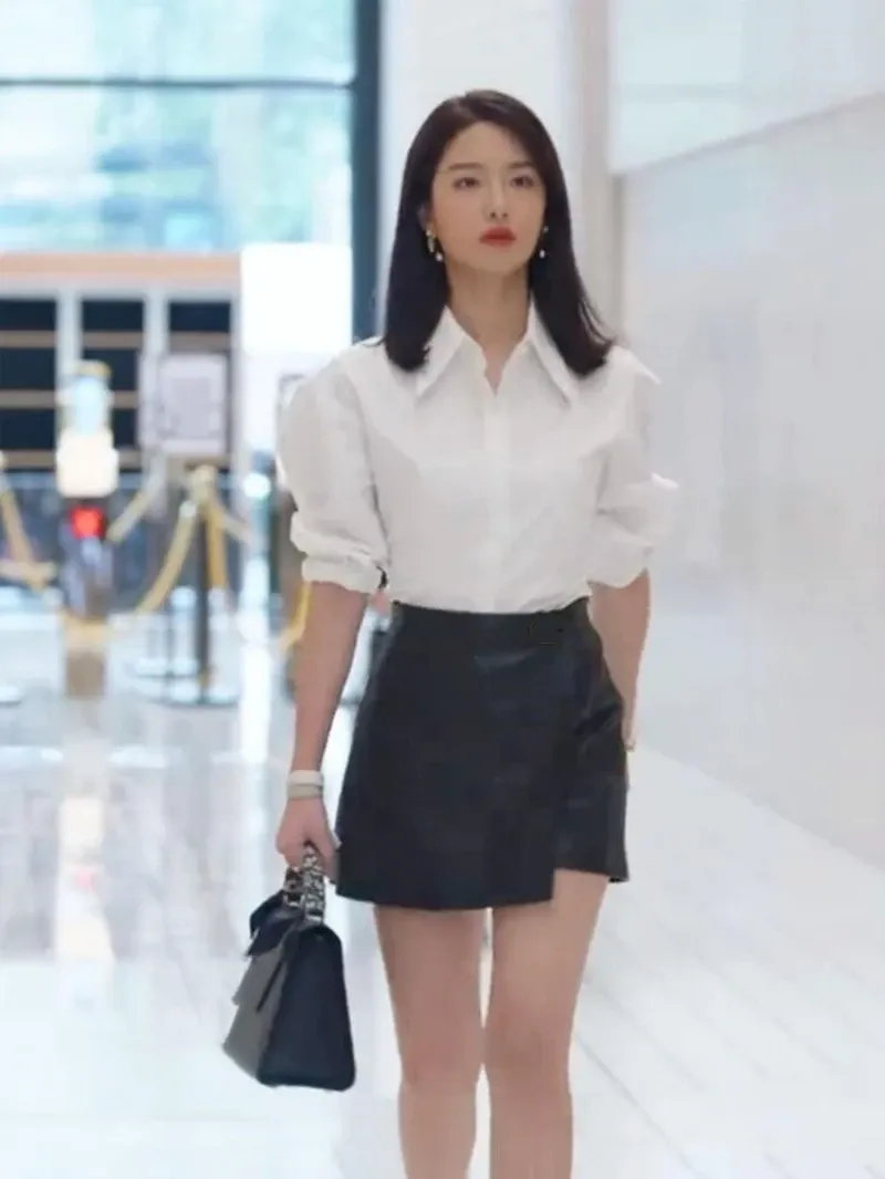 Kpop Korean Singer Street Dance Slim High-Waist A-line PU Skirt for Hip ...