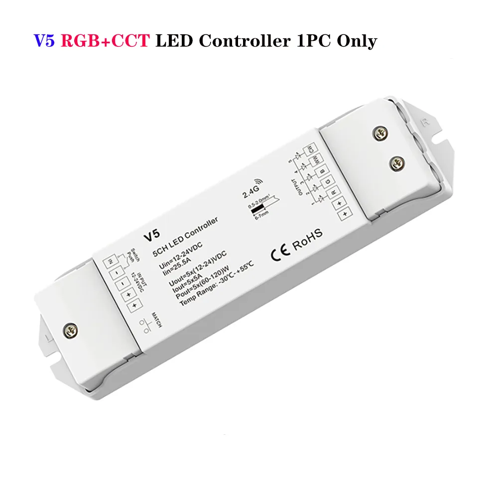 DHgate.com:5-Channel LED Controller: DC12V-24V Single Color CCT RGB ...