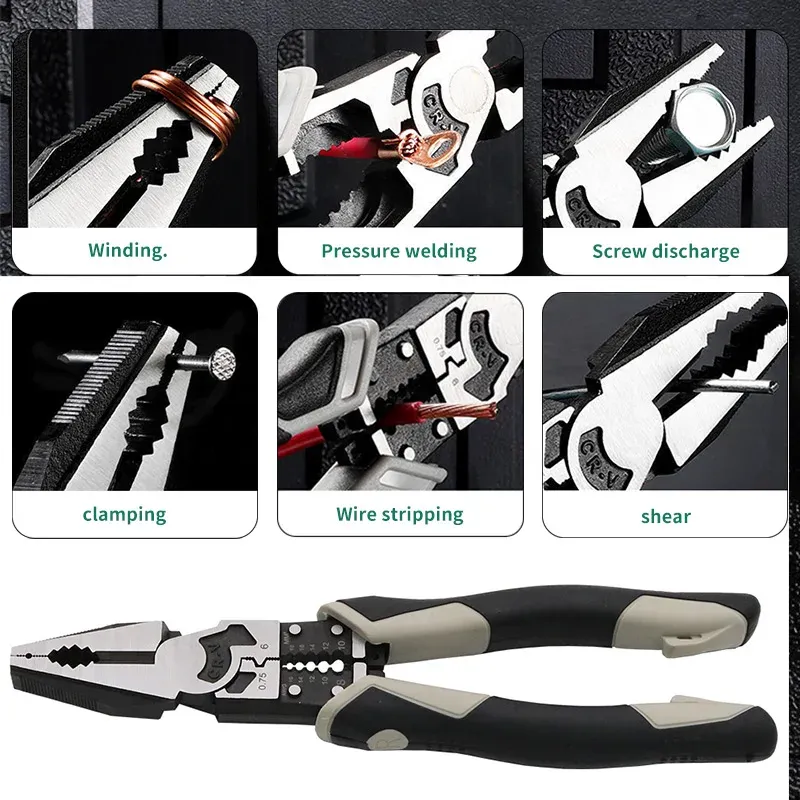 6-in-1 Multi-tool Pliers with Wire Stripper and Cutters for Electrical ...