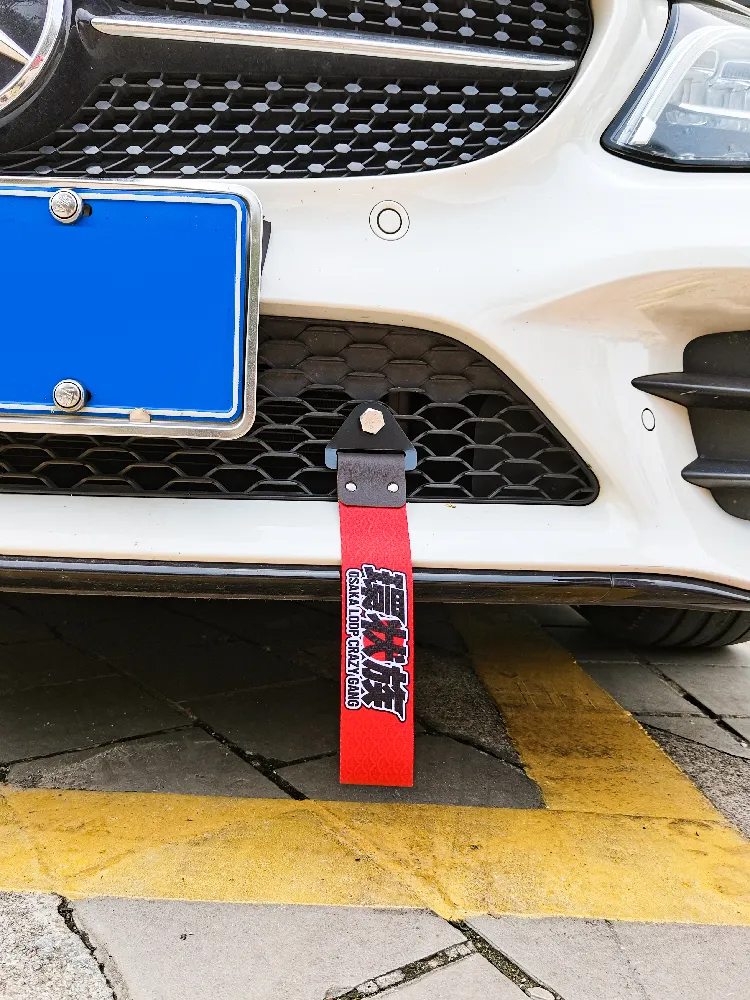 JDM RACING Universal Car Tow Strap Decor Low Life Front Rear Bumper Trailer Towing Rope Red 2 Pack