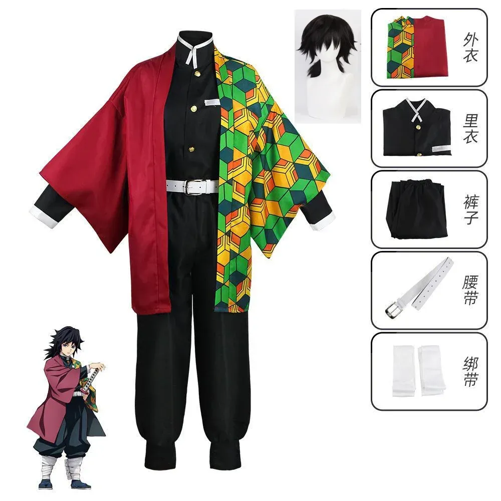 Anime Wig Cosplay Costume Set: Full Outfit, Kimono Uniform For ...