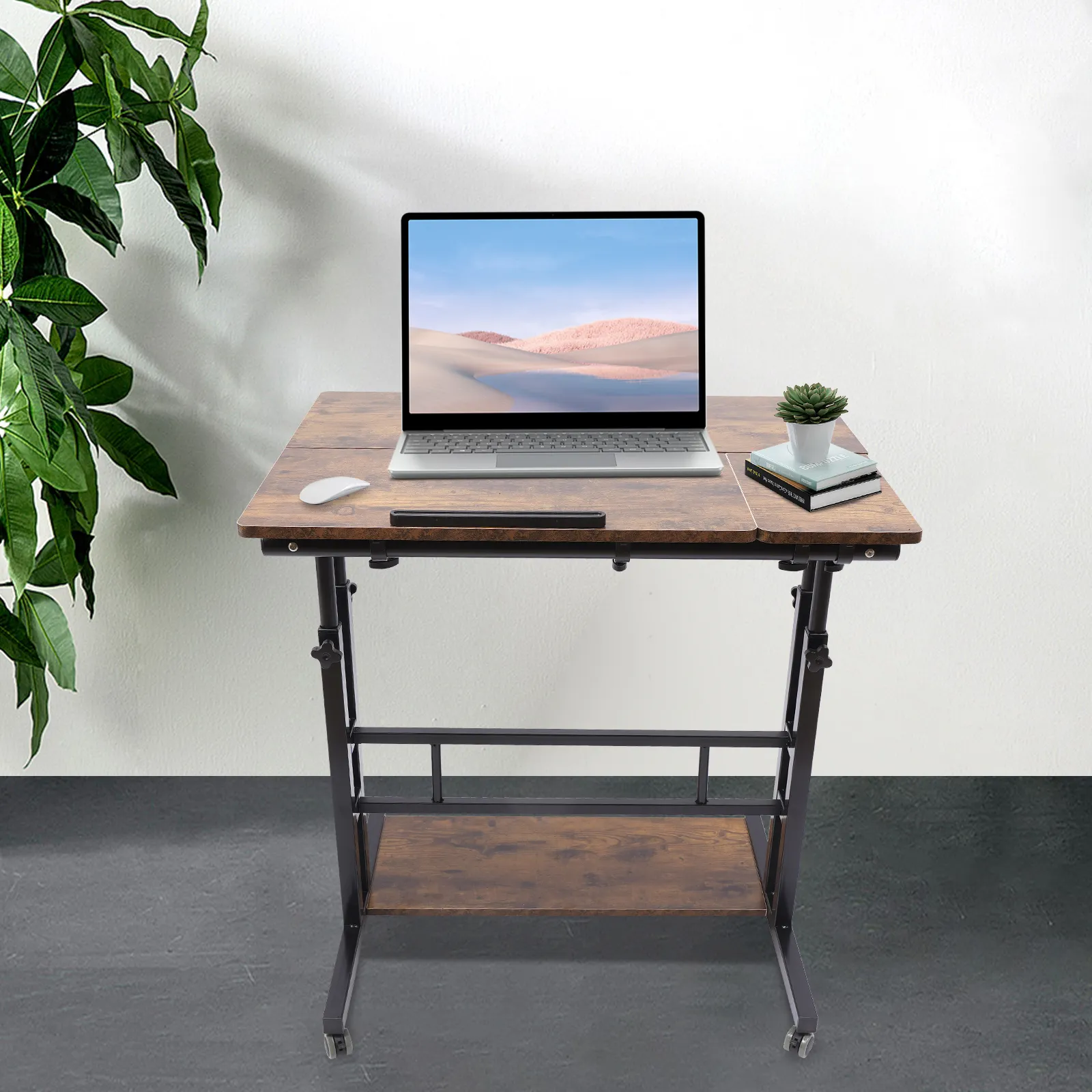 Adjustable Computer Storage Desk with Wheels for Home or Office from ...