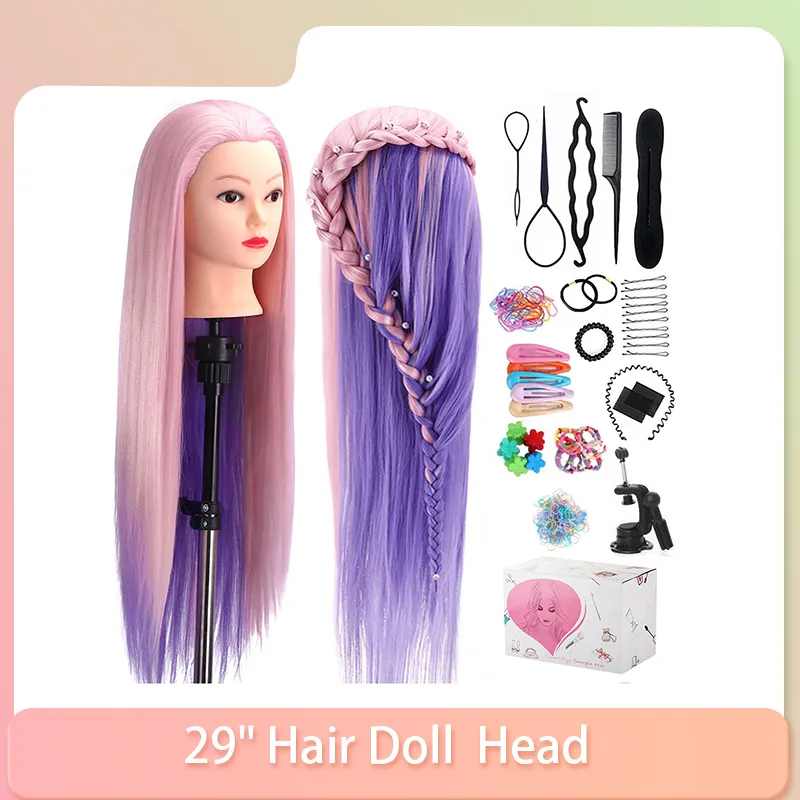 29 Fiber Hair Training Mannequin Head Professional Hair Styling Doll ...