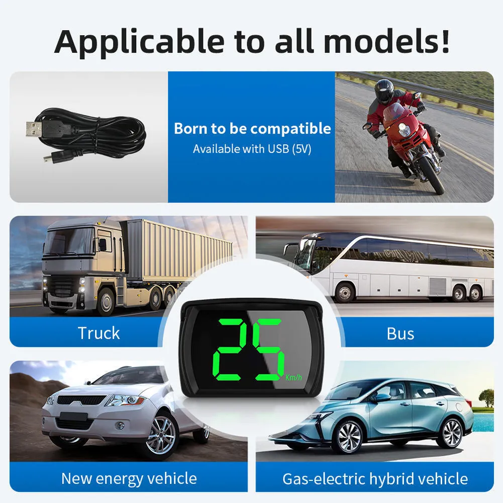 Universal Car HUD Head-Up Display: HD LCD, GPS Speedometer, Plug and ...