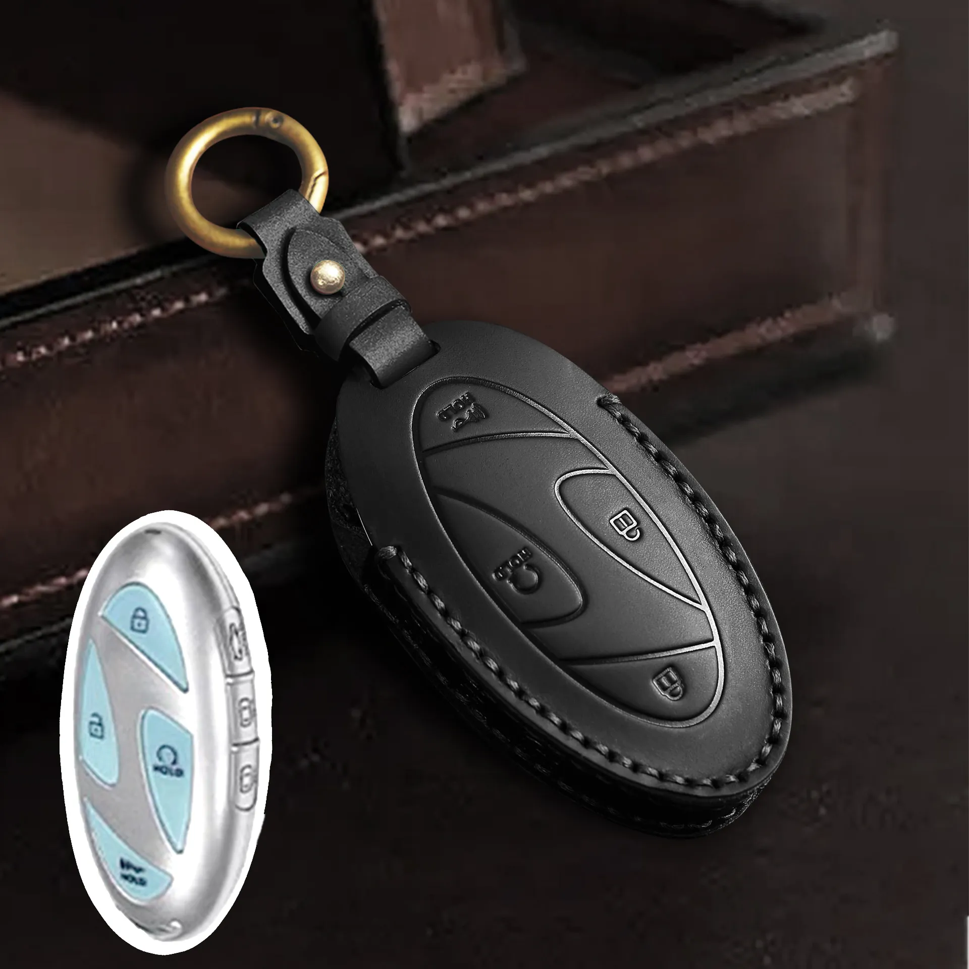 DHgate.com:Premium Leather Key Cover Holder for Hyundai Vehicles: 5/7 ...