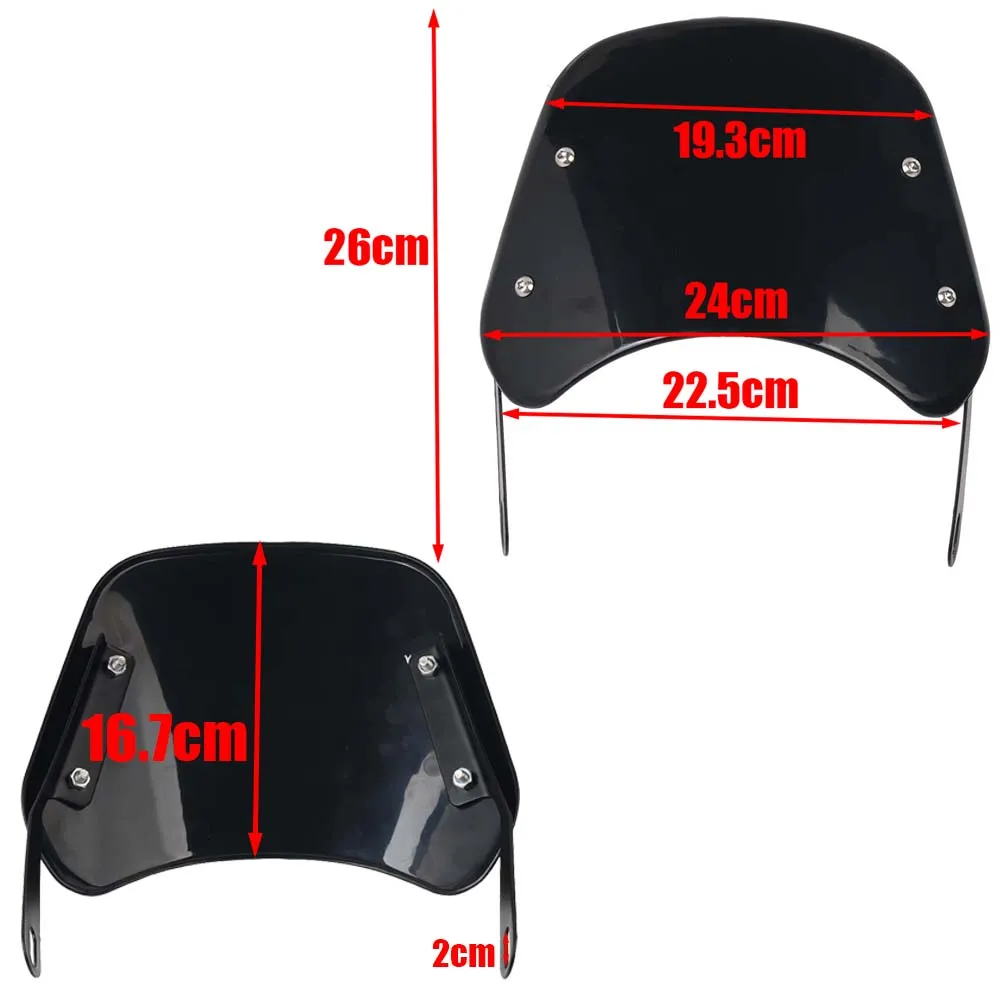 Black Motorcycle Windshield Wind Deflector Fairing - Universal Fit for ...