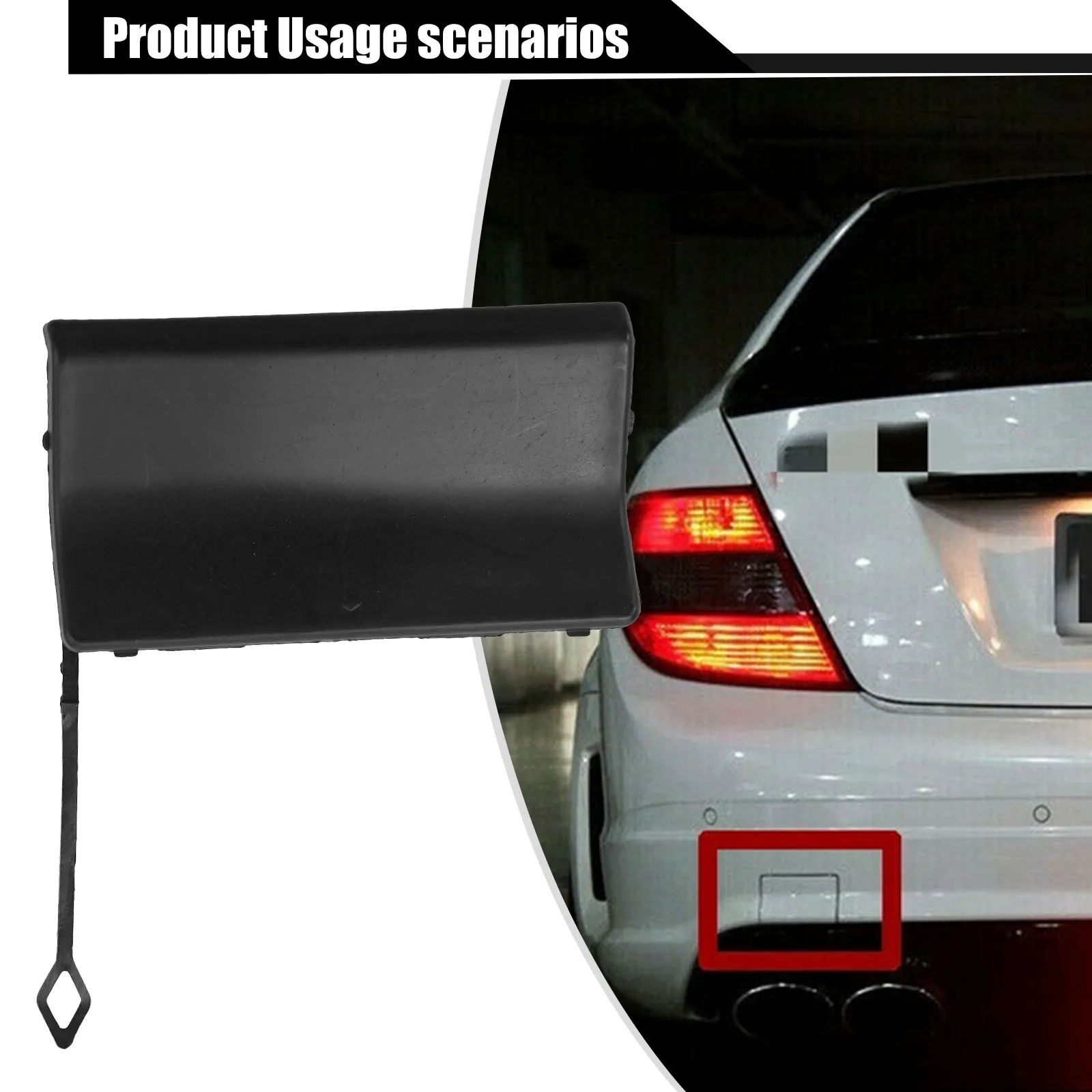 Mercedes Rear Bumper Tow Hook Eye Cover 3.58x2.01 in Black Plastic ...