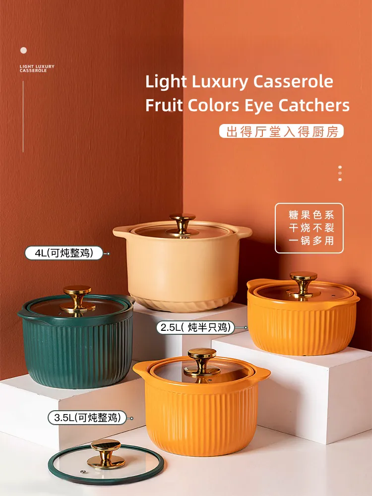 Premium Ceramic Casserole Pot - Ideal for Gas Stove Cooking & Nordic ...