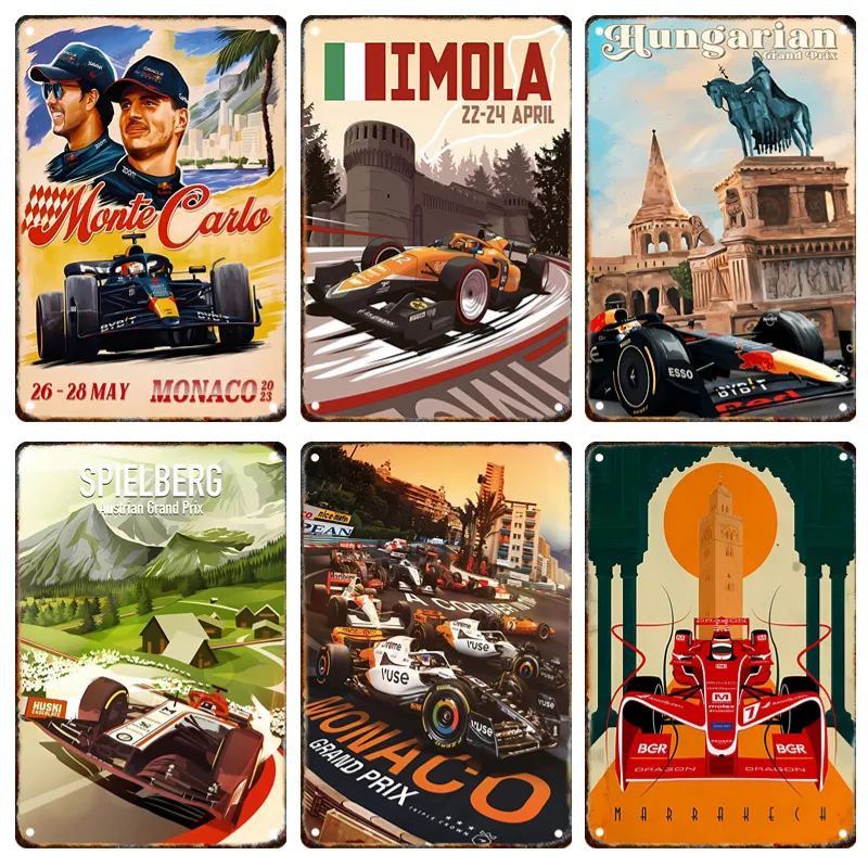 2024 F1 Grand Prix Metal Sign Retro Racing Poster Plaque Painting for ...