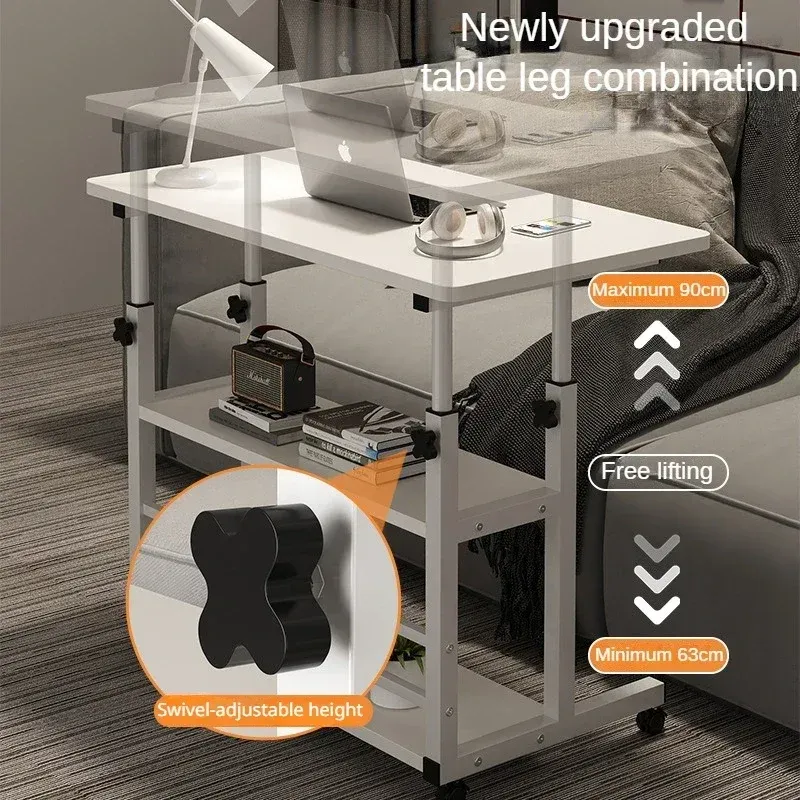 Lift Up Laptop Desk With USB Fan & LED Light Movable Bedside Table ...