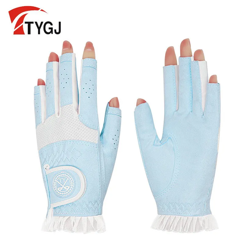 TTYGJ Women's Open Finger Golf Gloves Microfiber Leather Breathable Non ...