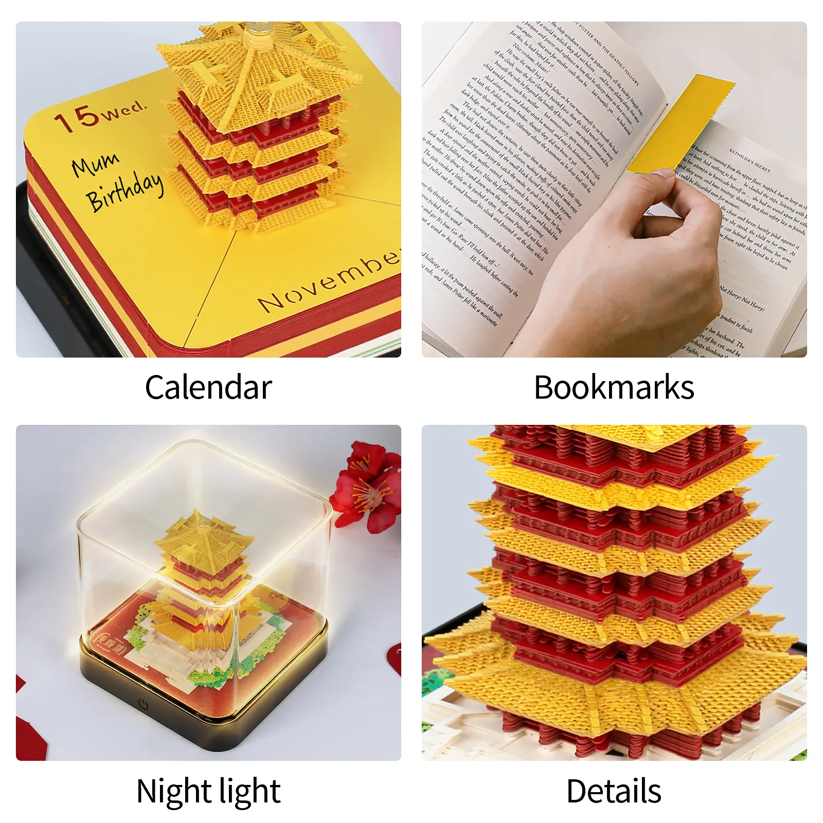 Omoshiroi 3D Sticky Note Calendar Tower 242 Sheets 365 Days Japanese ...