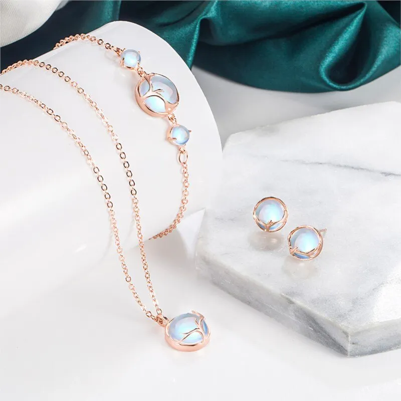 DHgate.com:Moonstone Antler Jewelry Set for Women: Necklace, Bracelet ...