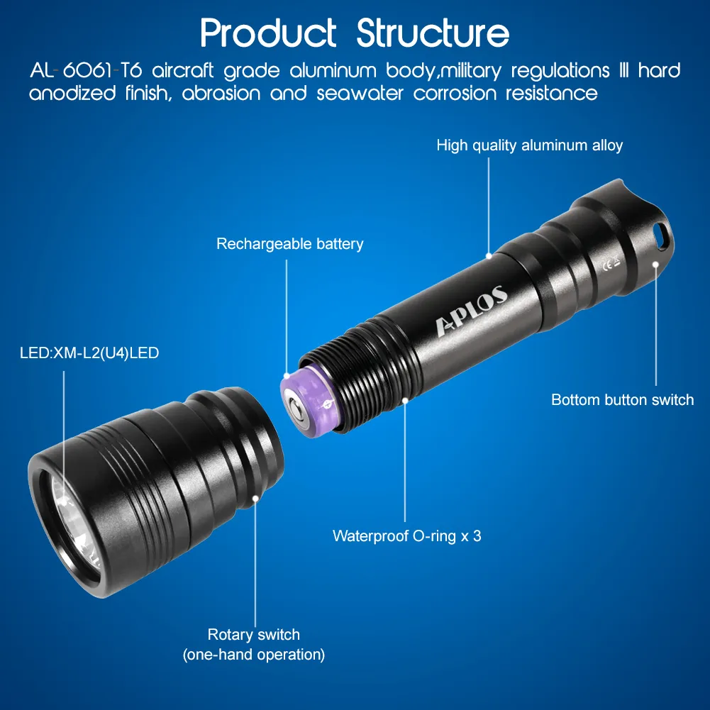 DHgate.com:High Lumen Dive Flashlight - Aplos S2 New 3000 Lumens 4 ...
