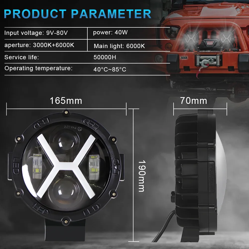 DHgate.com:7" LED Spotlights, 12V Work Lights for Trucks, Motorcycles, Fog Lights, Off-Road ...