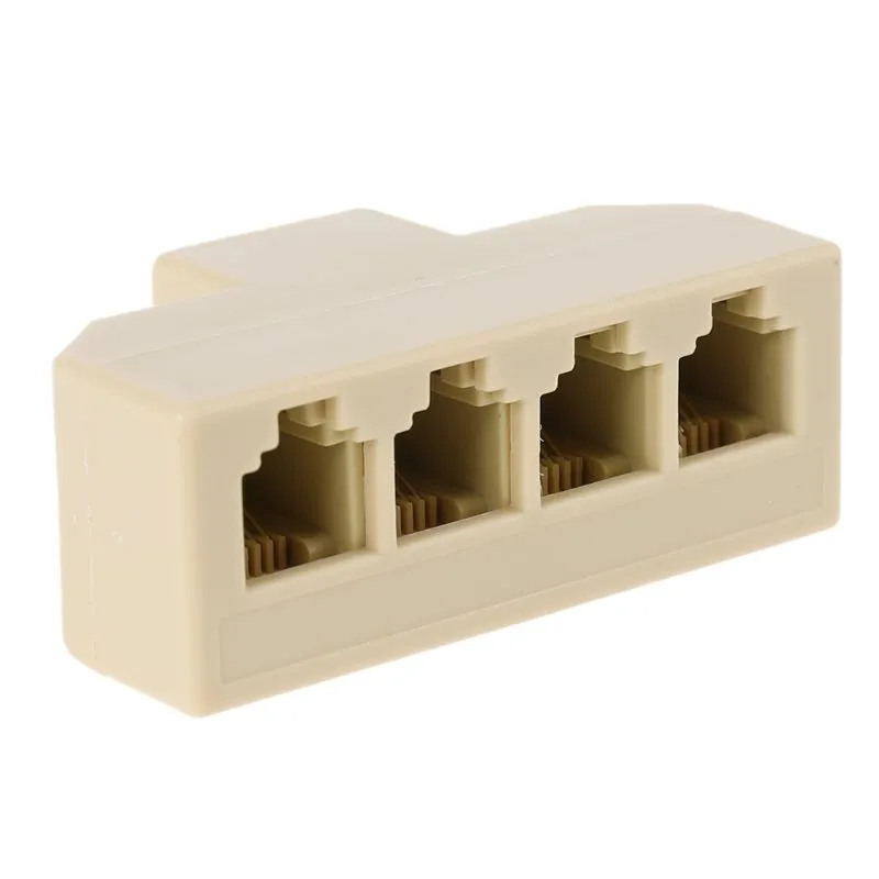 RJ11 Phone Line Splitter - 1 to 4 Modular Adapter, Wall Plug Converter ...