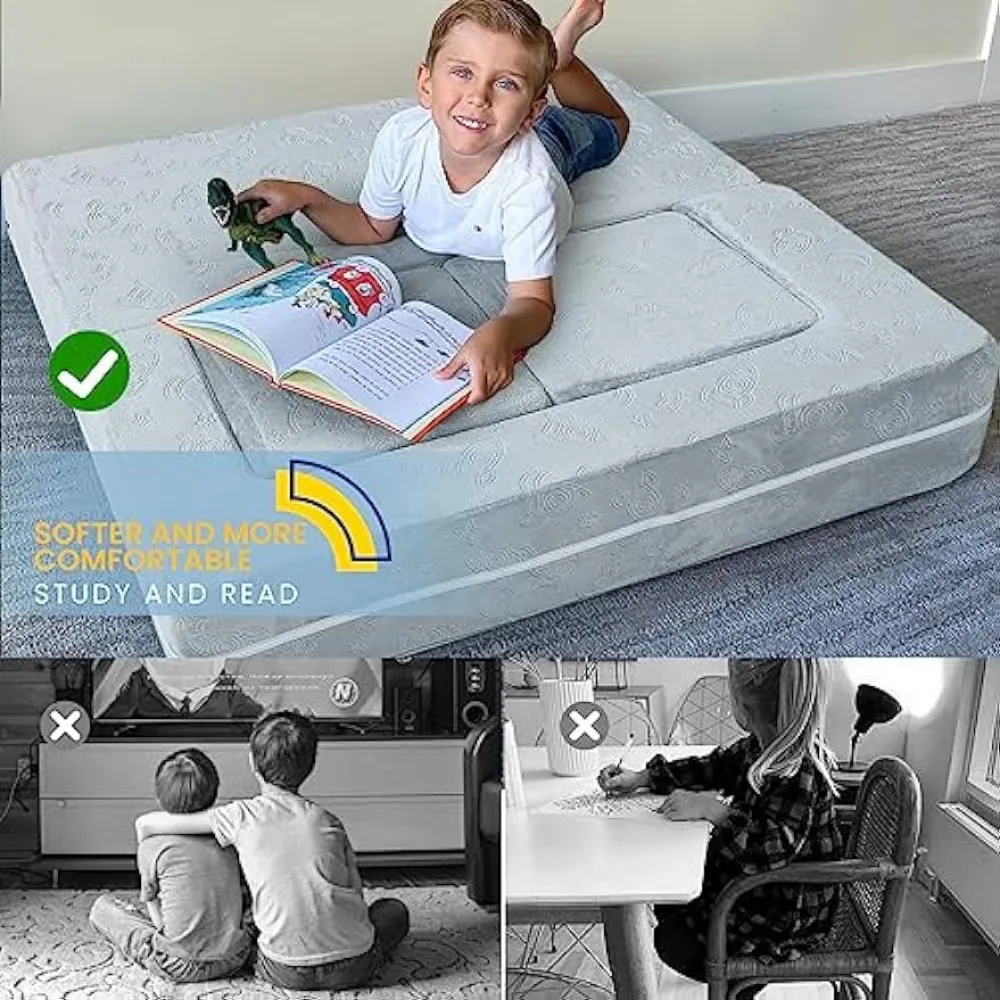Kids Fold Out Sofa: Grey Rocket Design, Modular Play Couch for Playroom ...