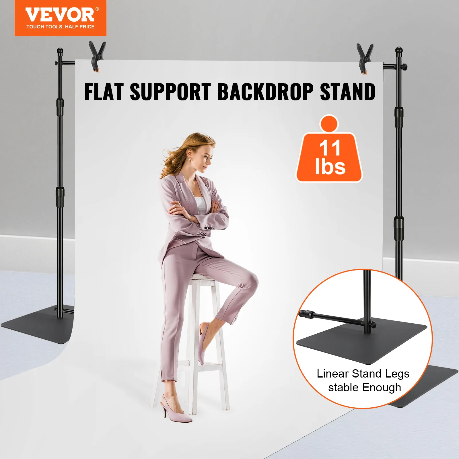 VEVOR 10 x 10 ft Heavy Duty Height Adjustable Photography Backdrop ...