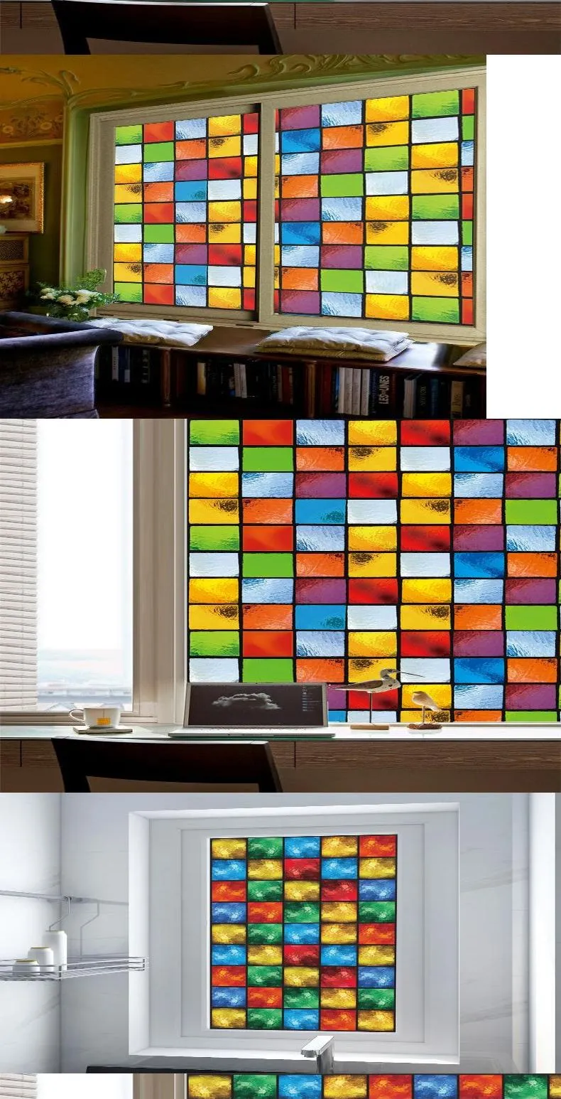Decorative Window Film Vintage Glass Paste Electrostatic Non-Glue Art ...