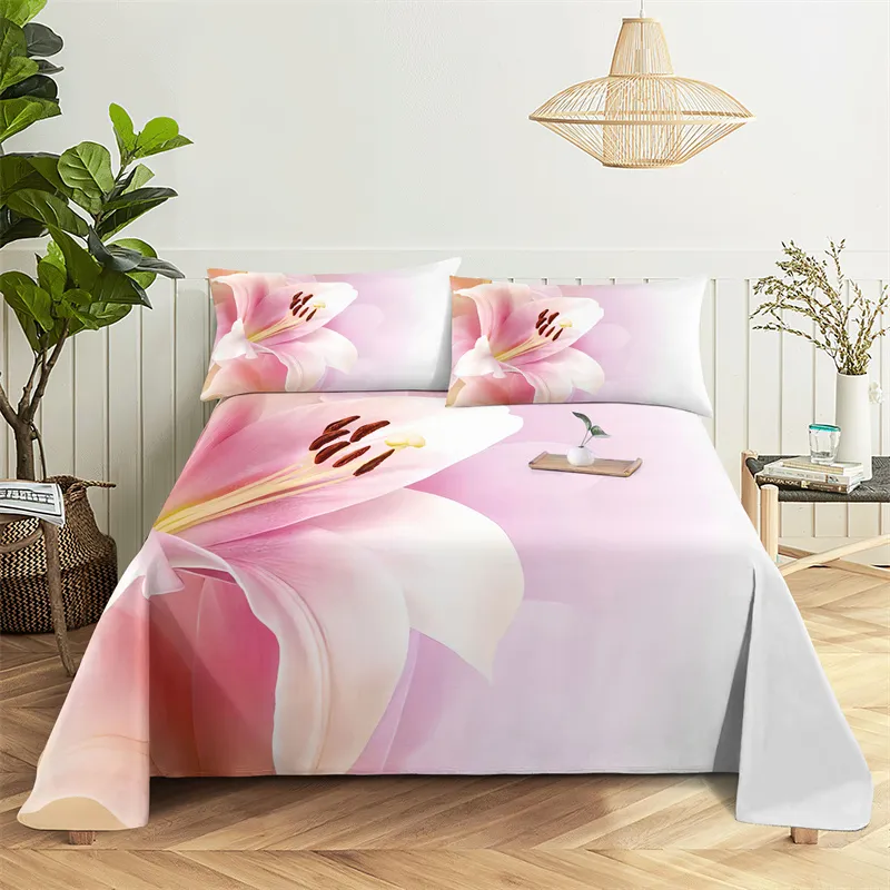 Premium Pink Rose Queen Sheet Set: Soft Floral Bedding for a Dreamy ...