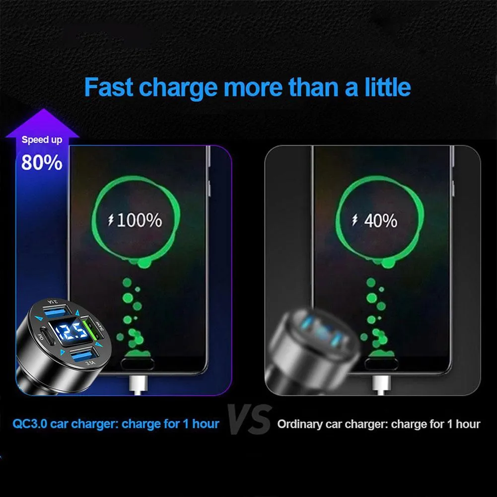 DHgate.com:Blue Light USB Car Charger Adapter, QC 3.0 PD Quick Charge 4 ...