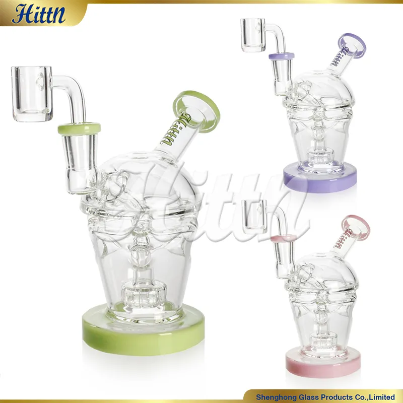 6 Inches Mini Pink Dab Rig Thick Glass Bong Water Pipe Bubbler For ...