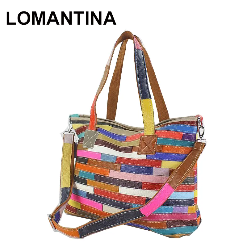Luxury Leather Tote Bag - Large Multi-Color Designer Handbag for Women ...