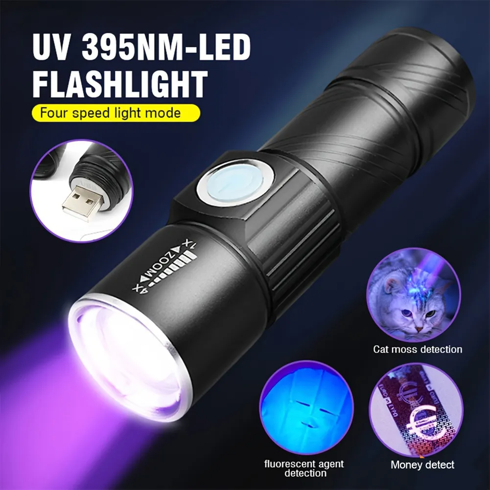 Portable LED Ultraviolet Torch 3W 395nm IPX4 Waterproof Mini UV Pen ...