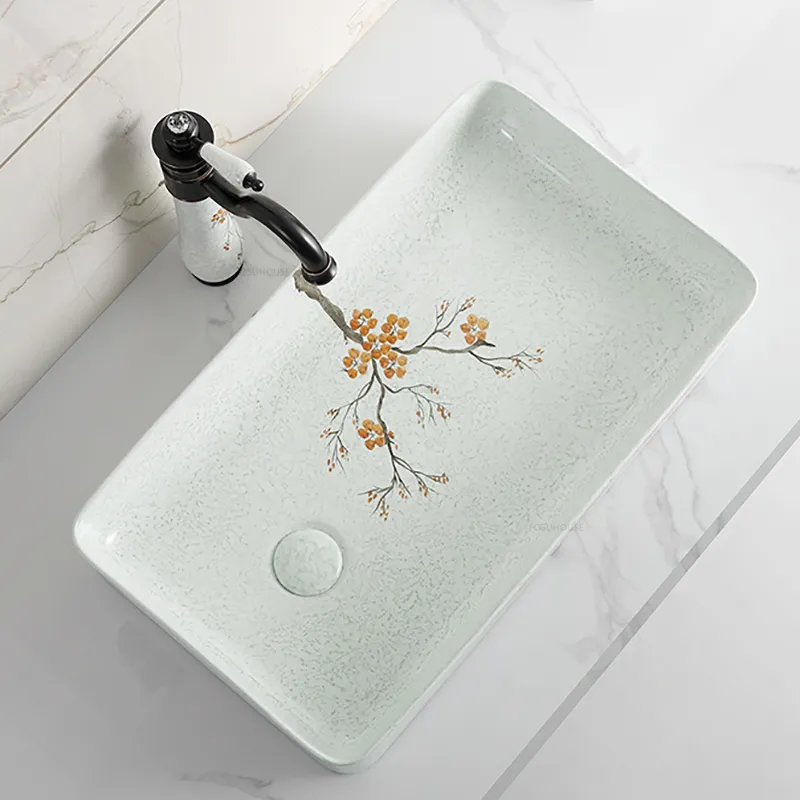 Modern Chinese Ceramics Countertop Basin Bathroom Sinks Side Water Home ...
