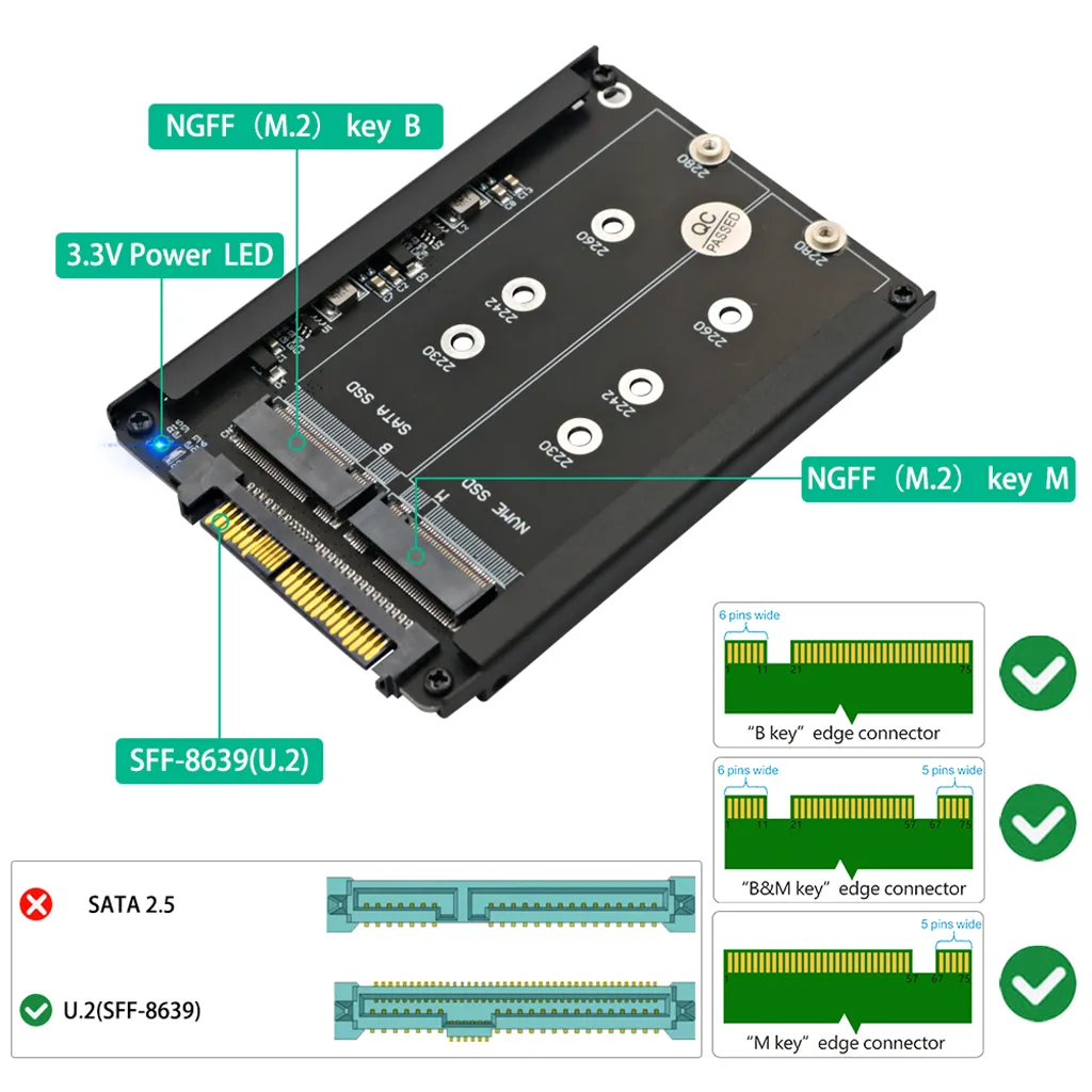 DHgate.com:2024Upgraded NGFF m.2 SATA/NVME to SFF-8639 U.2 Adapter Card ...