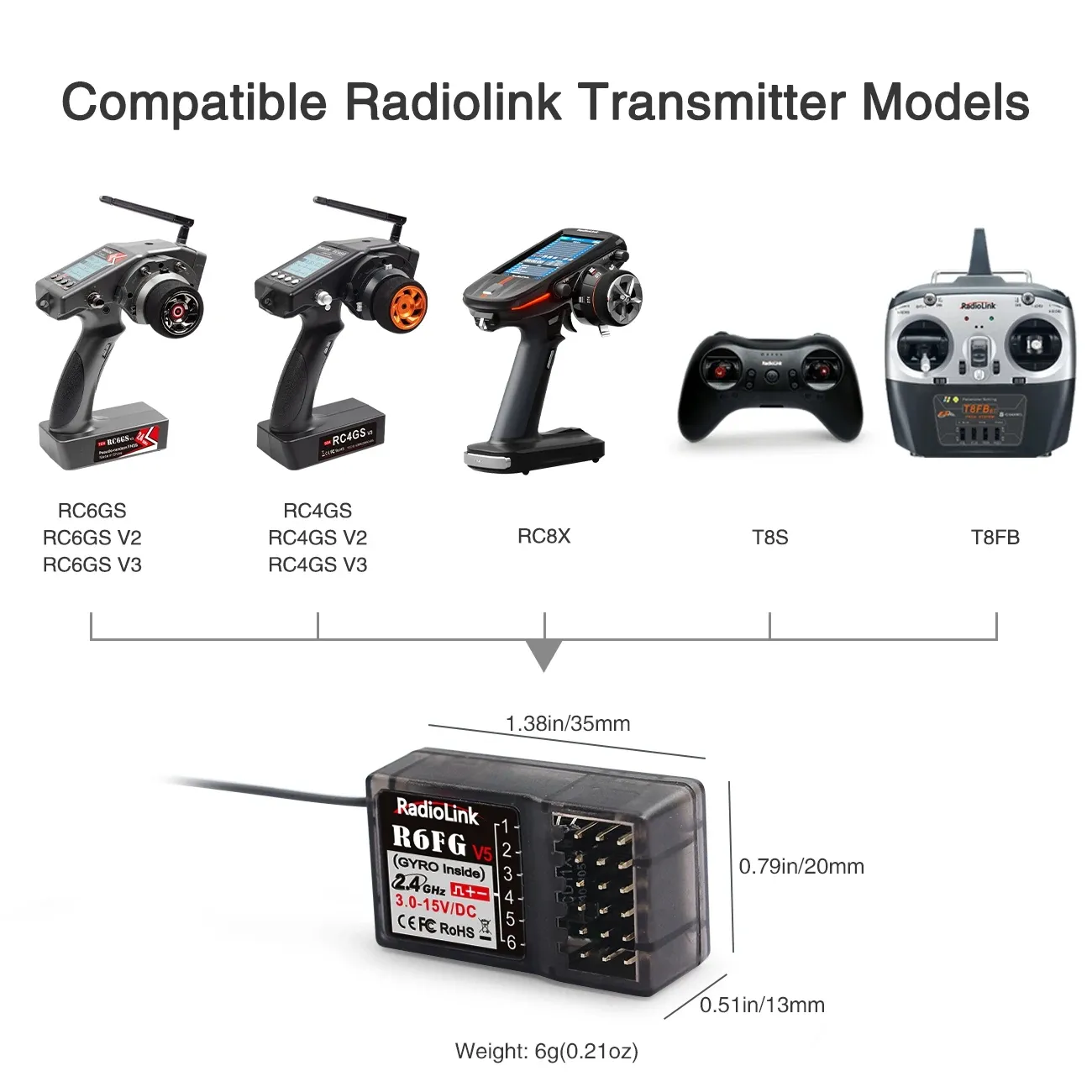DHgate.com:Radiolink 2.4GHz R8FG/R4FGM/R6FG/R6F Gyro Receiver for RC ...
