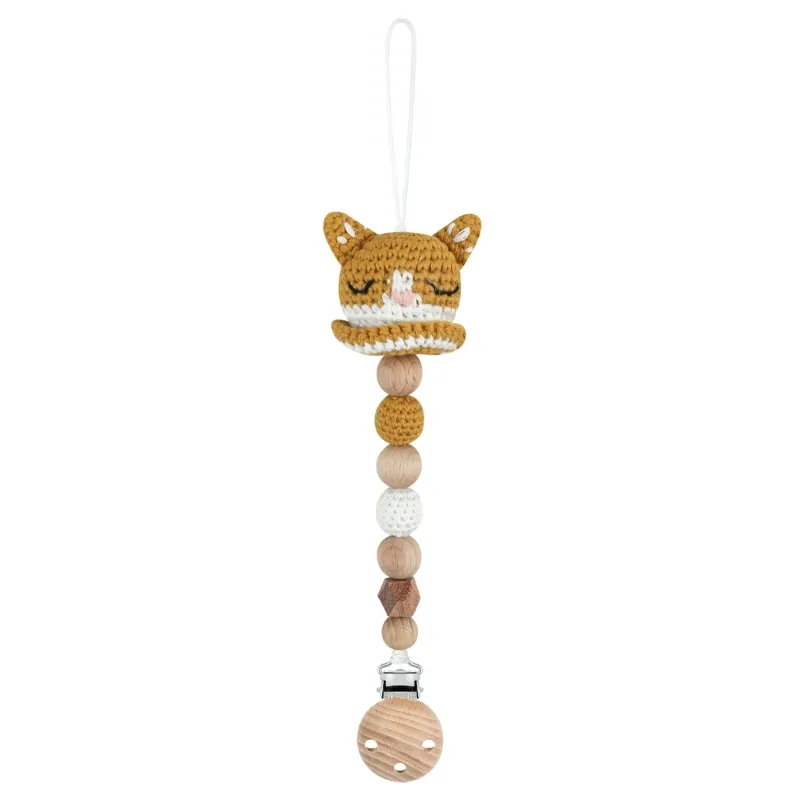 Pacifier Teething Clip with Knitting Animal Pendant and BPA-Free ...