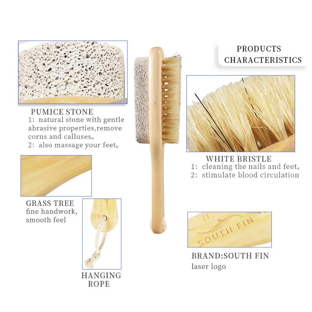Double-sided Foot File Callus Remover with Pumice Stone and Bristle ...