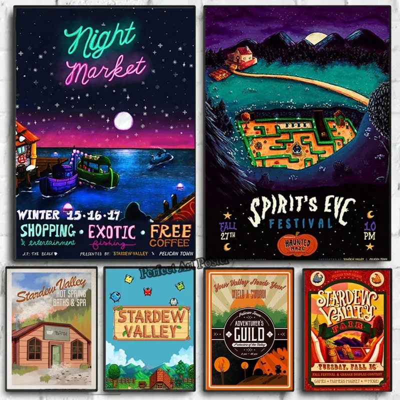 Stardew Valley Adventurers Guild Night Market Canvas Wall Art Home ...