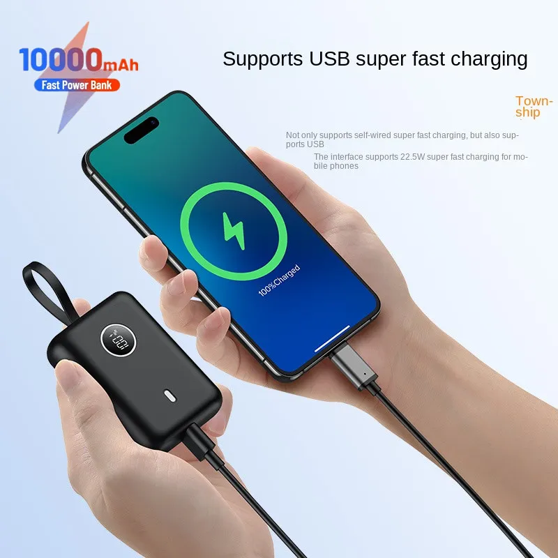 Portable Power Bank 10000mAh, Mini Max Power Bank Charger with Built-in ...