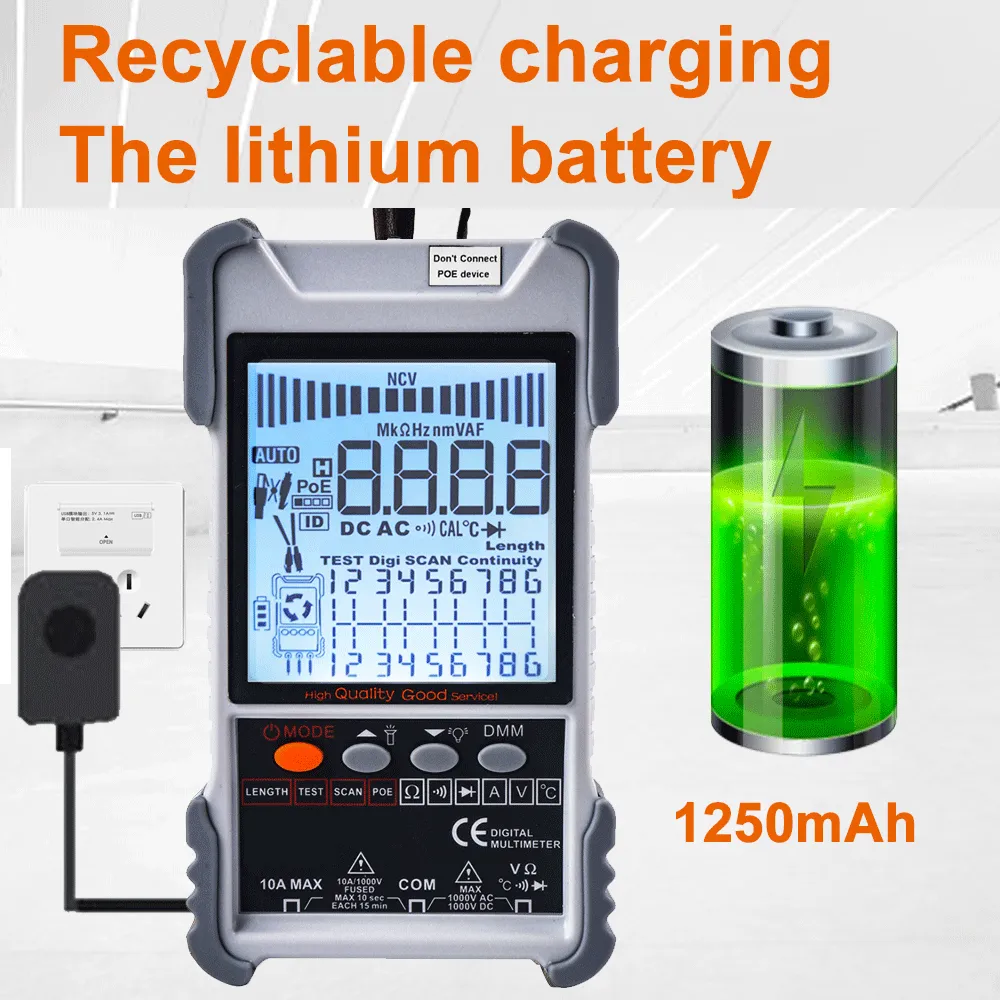 LCD Tester Ethernet Cable Tester Multimeter with Backlight - Digital ...
